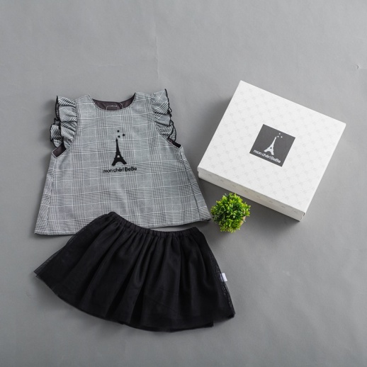 【mon cheri BeBe】チュニックスタイ＆チュールスカートセット[ギフトボックス付] - 福屋オンラインストア